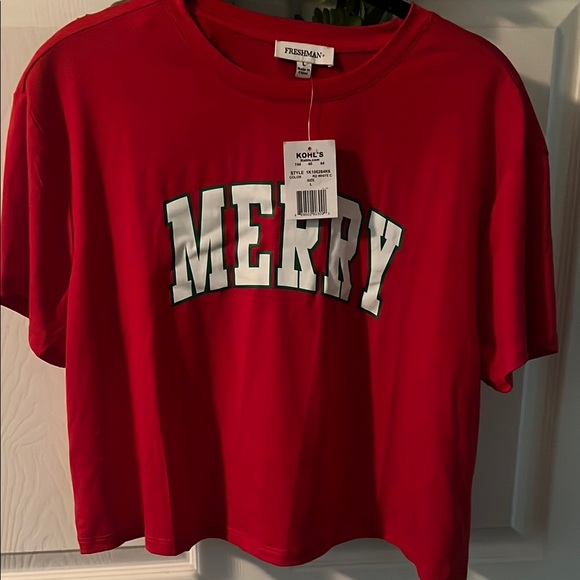 Freshman | Tops | Freshman Red Merry Short Sleeve Tee | Poshmark